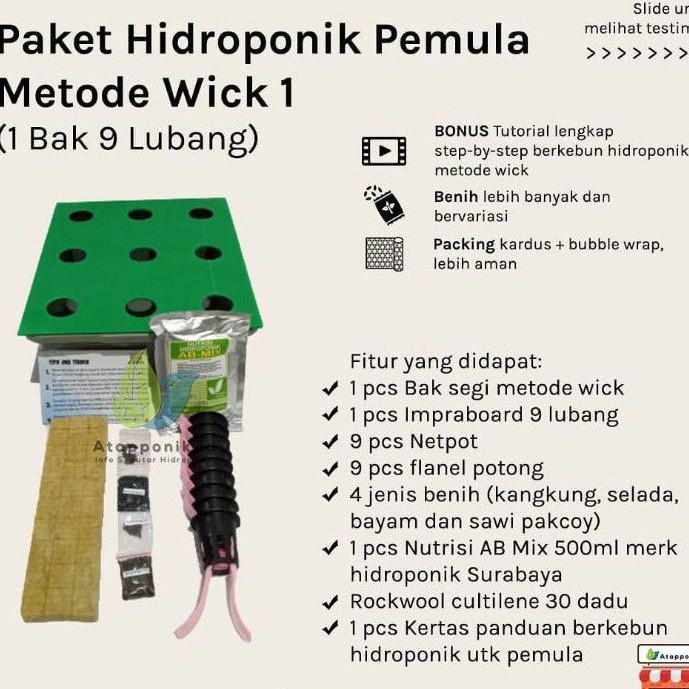 Jual Paket hidroponik pemula metode wick 1 | Shopee Indonesia