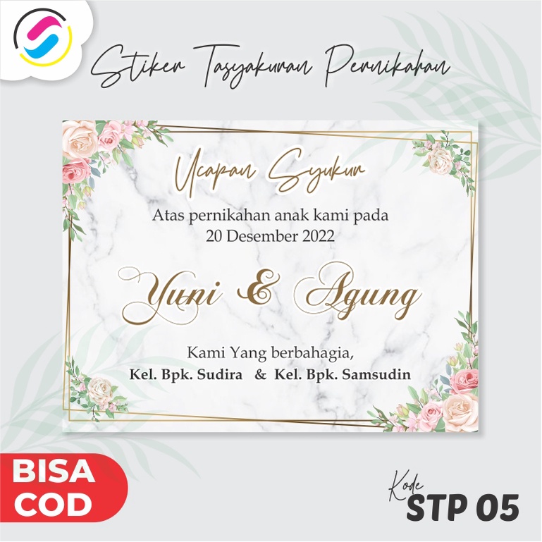 Jual Stiker Ucapan Syukur Tasyakuran Pernikahan Mohon Doa Restu