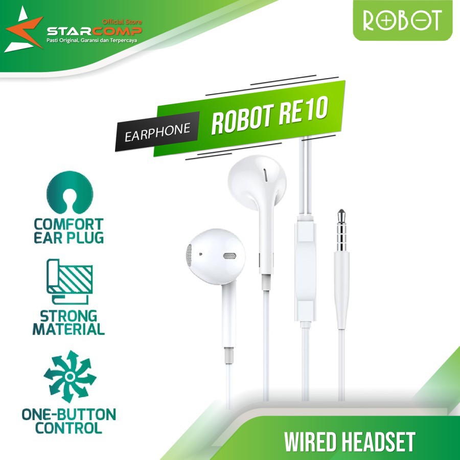 Jual Robot RE10 Headset Original Wired Bass Earphone RE-10 High Sound ...