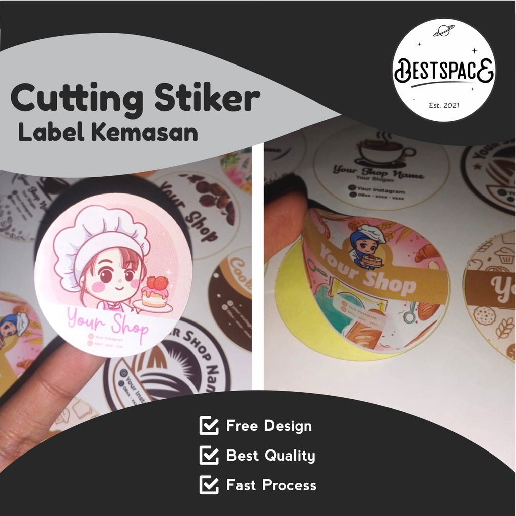 Jual CETAK STIKER BULAT LABEL KEMASAN KUE LEBARAN / MAKANAN / TOPLES ...