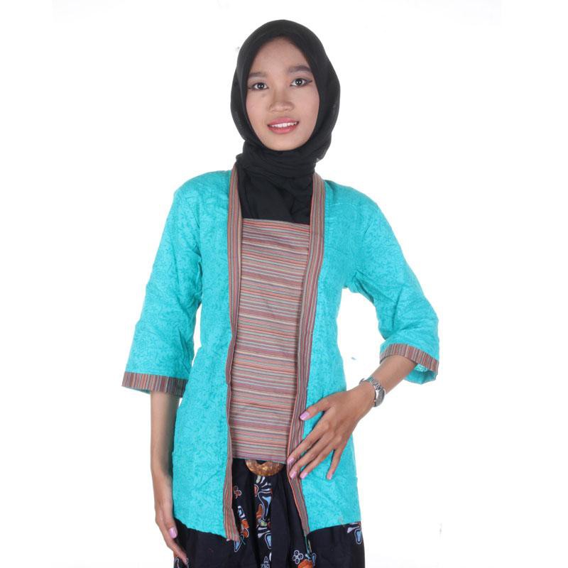 Jual Kebaya Batik Kutubaru Kombinasi Embos Dan Lurik - Tosca | Shopee Indonesia