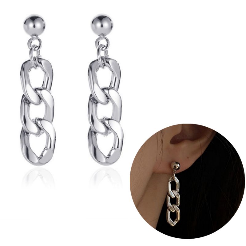 Jual Anting Tusuk Rantai Besar Big Alumunium Chain Stud Earrings ...