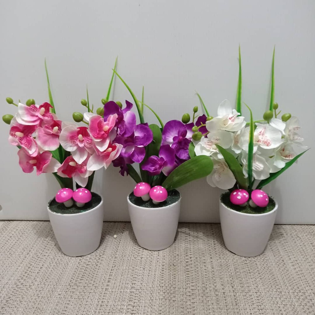Jual Bunga Anggrek Mini Vas Melamin/Anggrek Artifisial | Shopee Indonesia