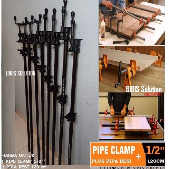 Jual Pipe Clamp Klem Press Sambungan Papan Kayu Jati Belanda Pres 1 Set ...