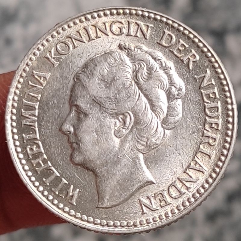 Jual Uang Koin Perak Kuno 1/2 Gulden Wilhelmina Tahun 1929 Silver Coin ...