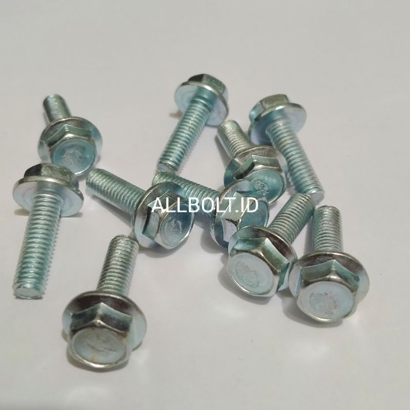 Jual baut 10 topi /flange bolt 6mmx20mm (5pcs) | Shopee Indonesia