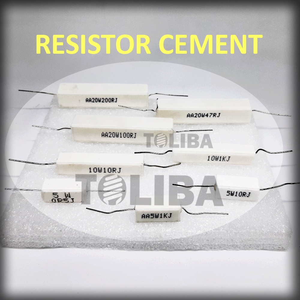 Jual resistor cement 5w 10w 20w 0,5 10 47 100 200 1k ohm resistor kapur ...