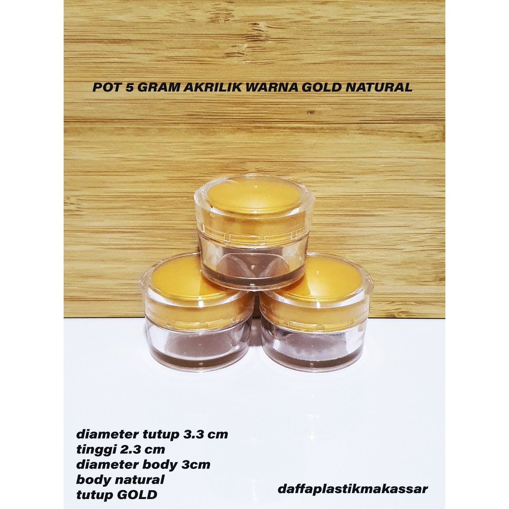 Jual POT 5 Gram Akrilik Bulat GOLD Kemasan 25 Pcs @ Rp 1600 | Shopee ...