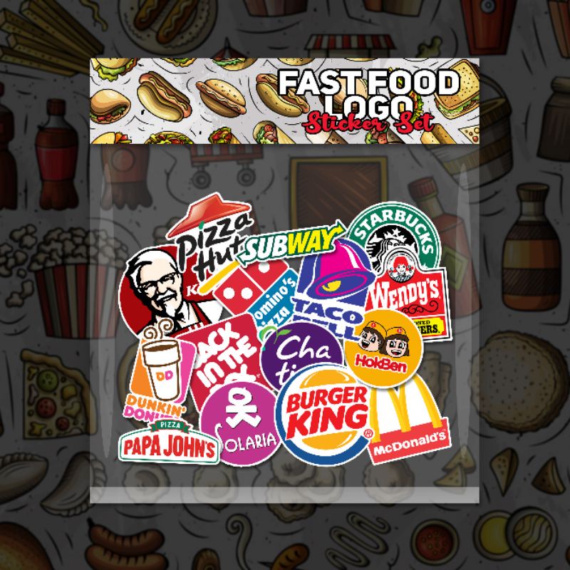 Jual 15 Sticker Logo Fast Food Stiker Aesthetic Logo Resto & Cafe ...