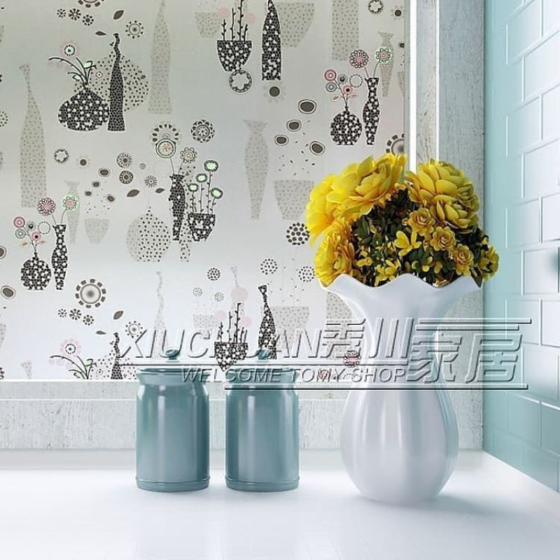 Jual sticker kaca sunblast motif siluet vas bunga hitam | Shopee Indonesia