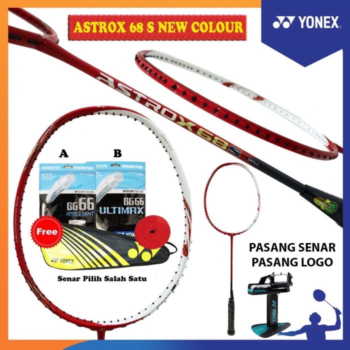 Jual TERBARU Free pasang LOGO Raket YONEX NEW COLOUR ASTROX 68S komplit ...