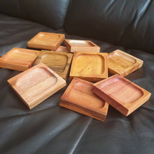 Jual Eco Wood saucer 8 x 8cm RUSTIC grade Tempat saus saos sambal kayu ...