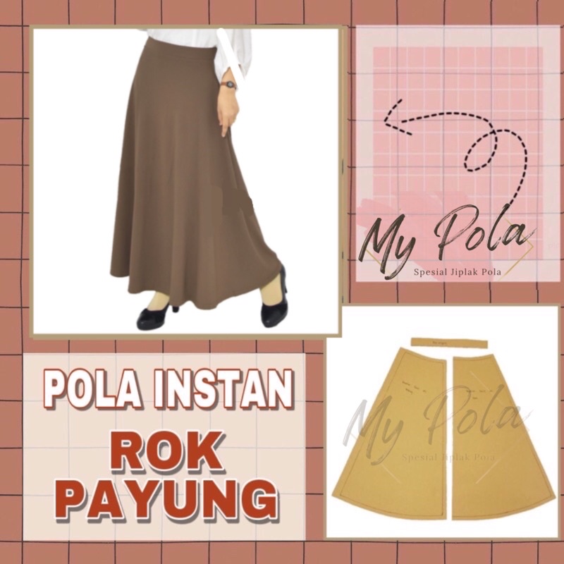 Jual [COD]Pola instan rok payung - pola instan rok setengah lingkaran ...