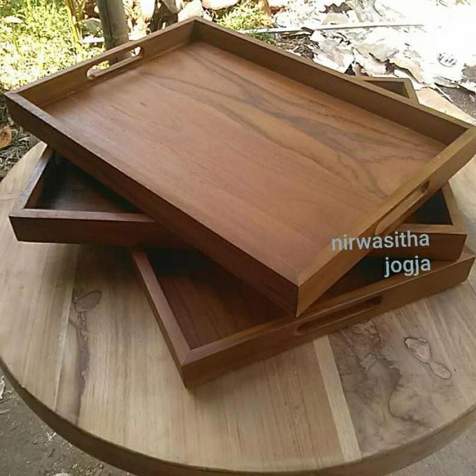 Jual Buruan Serbu] Nampan Baki Tray Kayu Jati Medium Size 40X28Cm ...