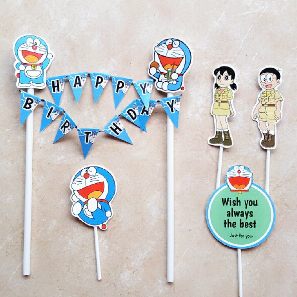 Jual doraemon cake topper hiasan kue ulang tahun karakter doraemon ...