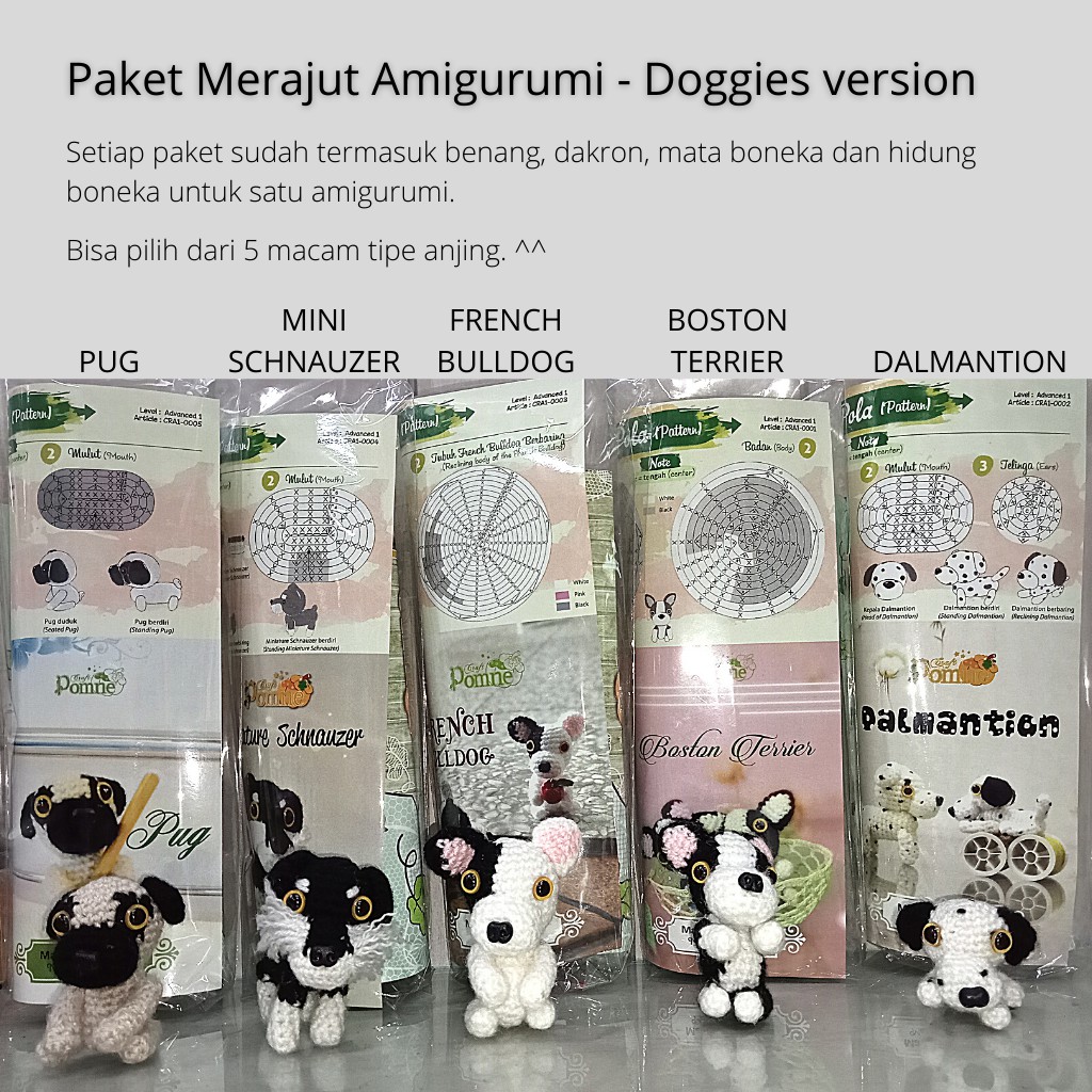 Jual Paket Merajut Amigurumi Anjing / DIY Crochet Kit Doggies Ver ...