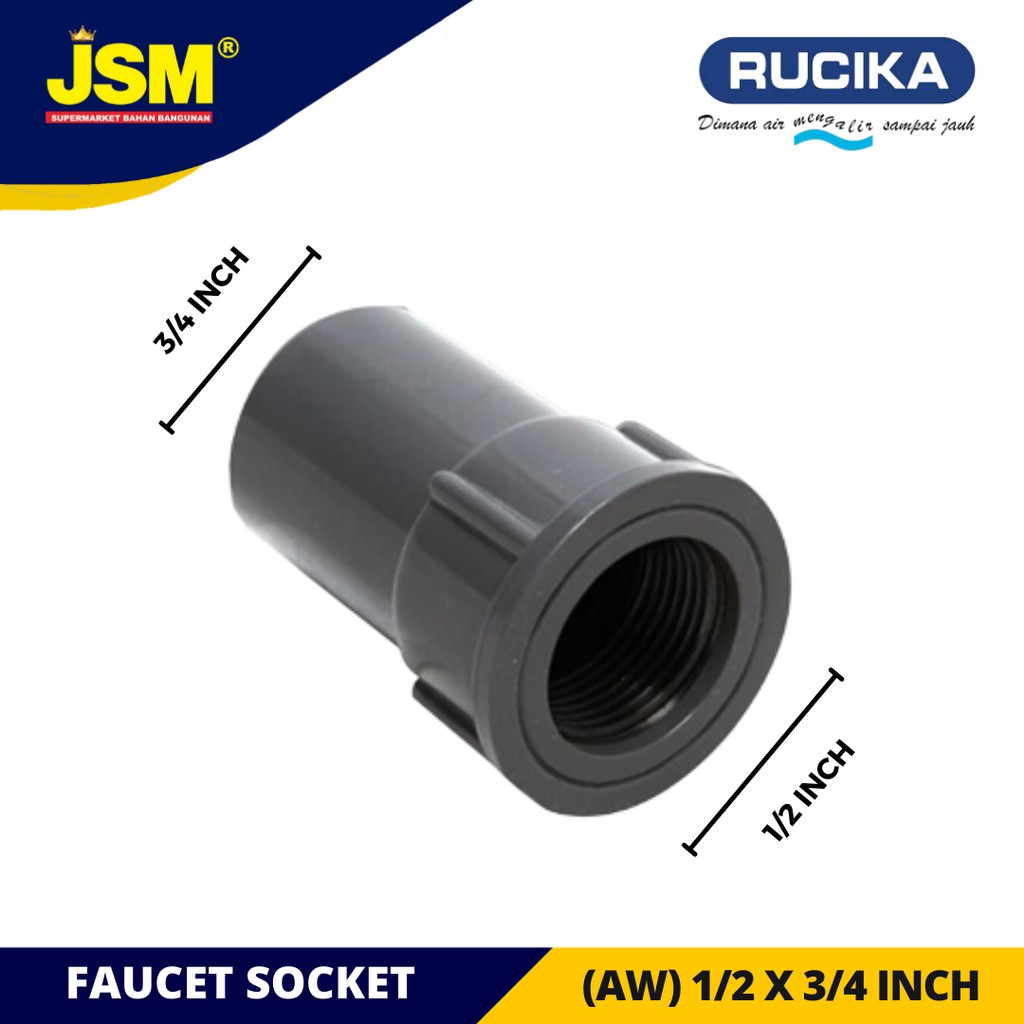 Jual RUCIKA SOCKET DRAT DALAM 1/2 X 3/4 INCH (AW) | Shopee Indonesia