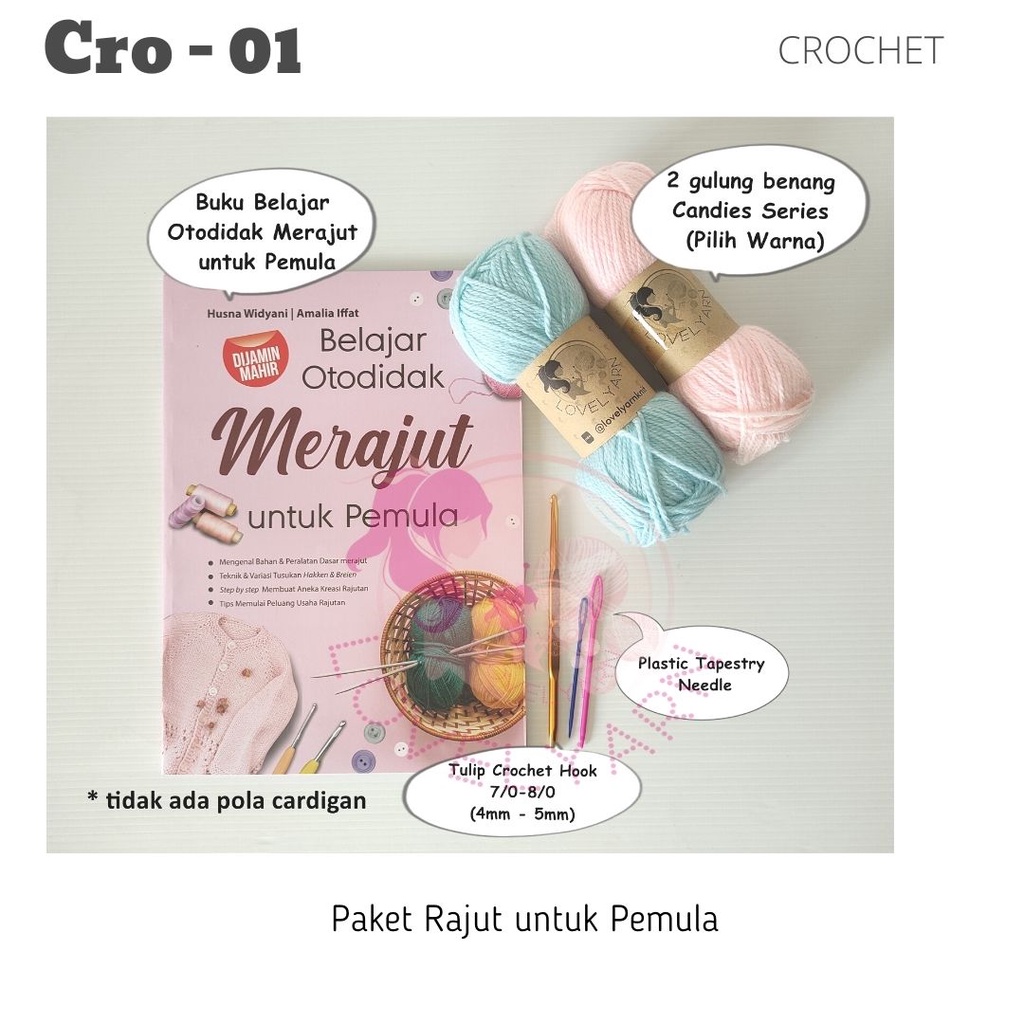 Jual Paket Merajut Pemula Cro-01 ( Crochet / Hakken ) | Shopee Indonesia