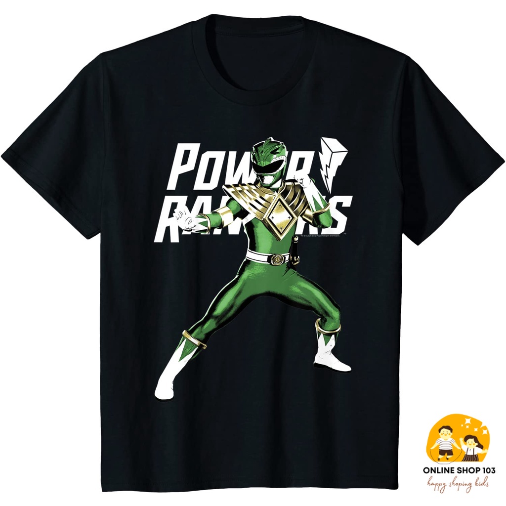 Jual Baju anak Power Rangers Green Ranger Action Pose Logo T-Shirt ...