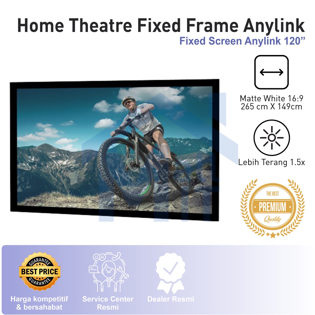 Jual MALLIT LAYAR FIX SCREEN FIX FRAME home Theathre AnyLink 120" Matte ...