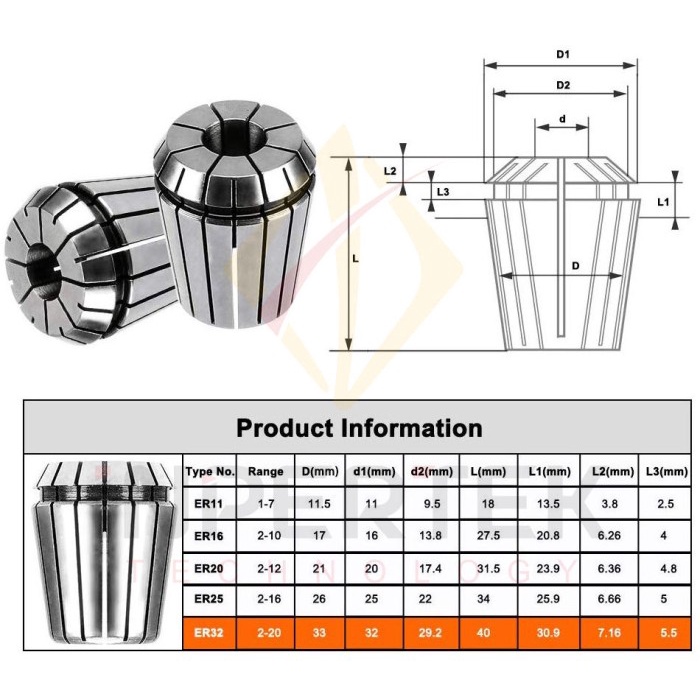 Jual Dcd0C282 Collet Er16 Collet Chuck Er 16 Collet Arbor Milling Cnc ...