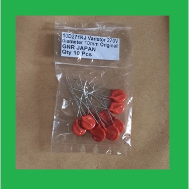Jual Qty 10 Pcs 10D271KJ Varistor 270V diameter 10mm Original GNR JAPAN ...