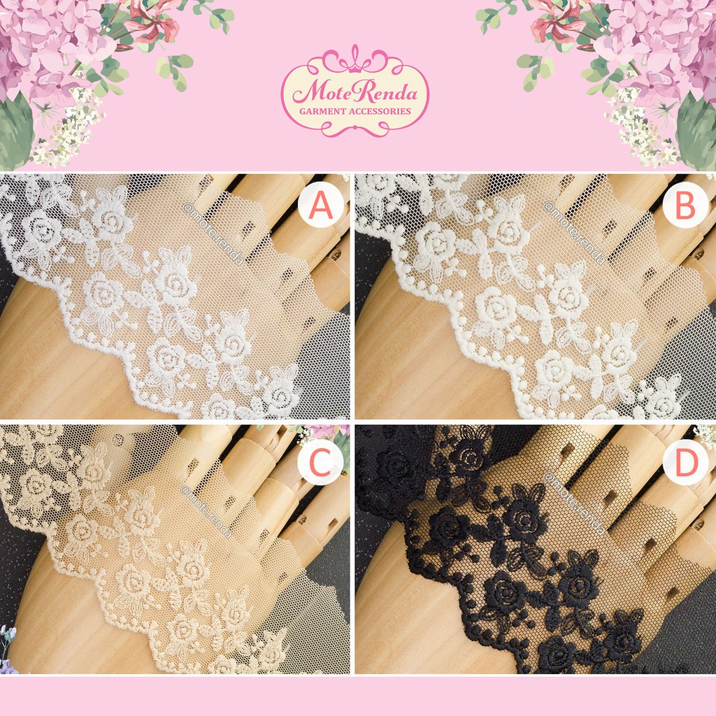 Jual Renda tile/tulle, lebar 4.5cm (harga per meter) kode 5TMA4502 ...