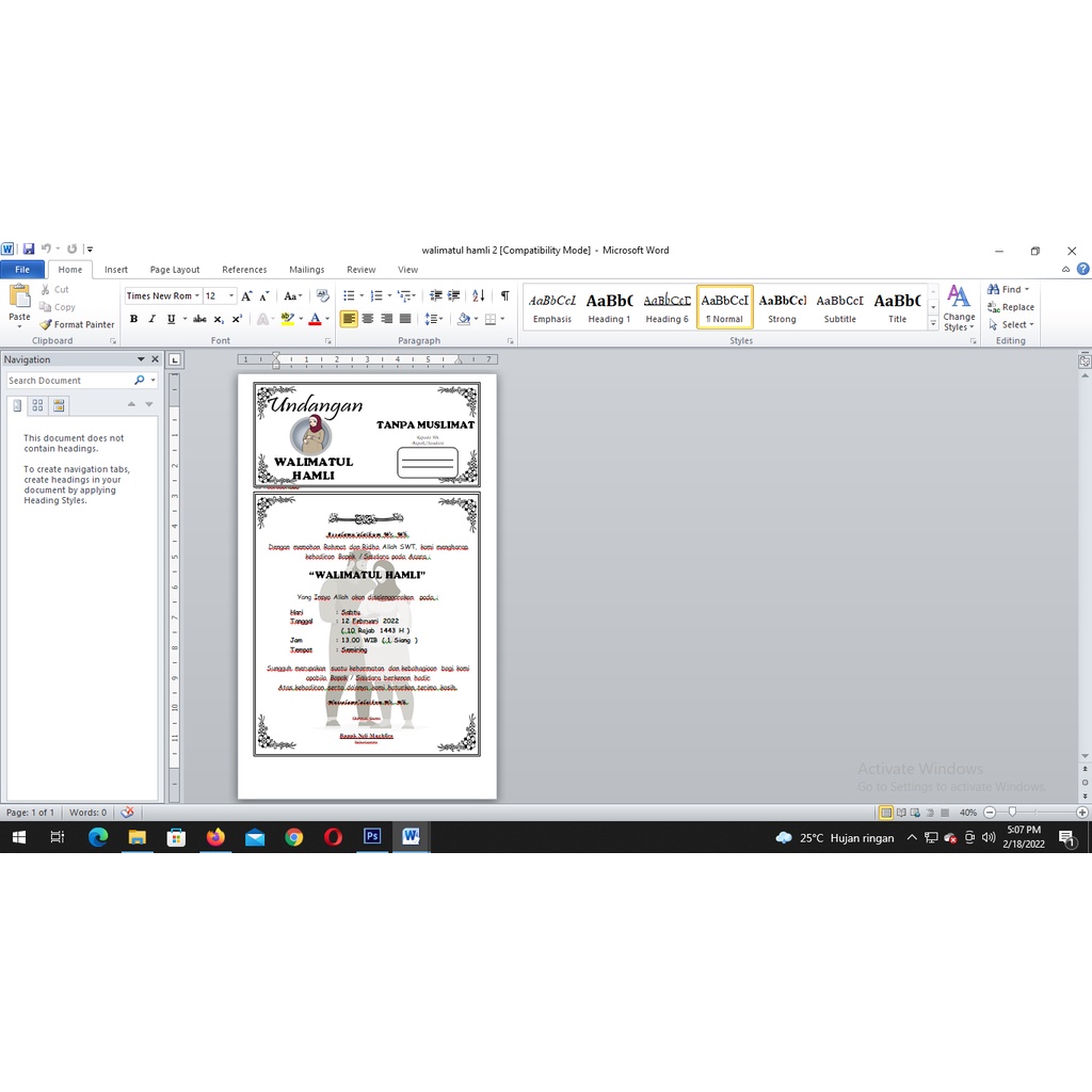 Jual Undangan Walima / Walimatul Ursy / Walimatul Hamli / Khitan ...