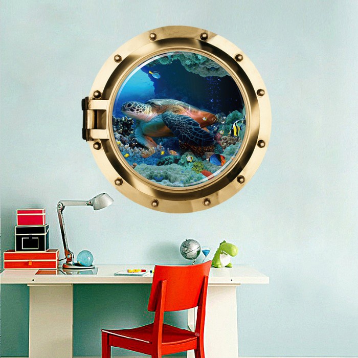 Jual Stiker Dinding / Kaca / Wall Sticker (Jendela Bawah Laut, Penyu ...