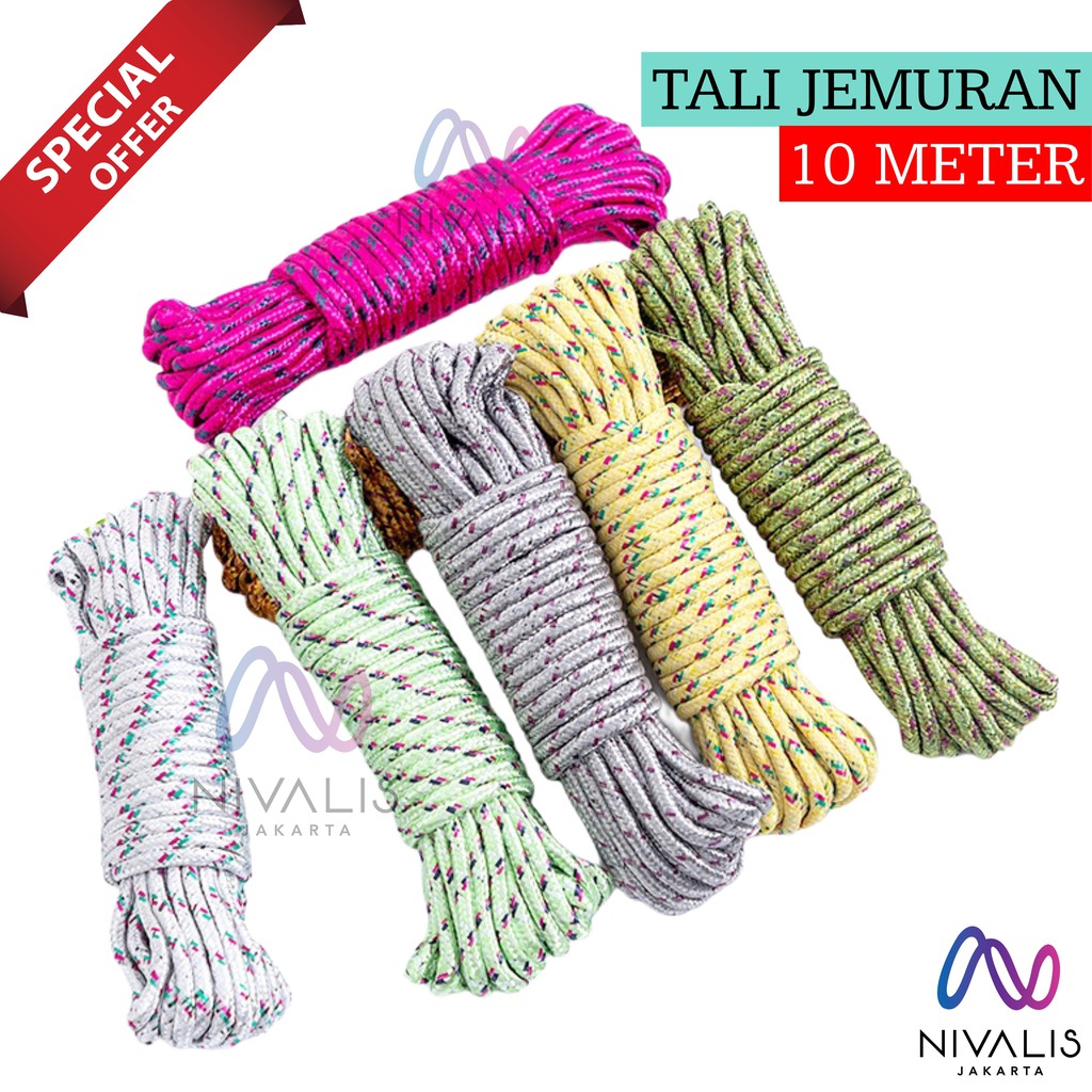 Jual TALI JEMURAN 10 METER NYLON TALI IKAT BARANG SERBAGUNA TALI TAMPAR ...