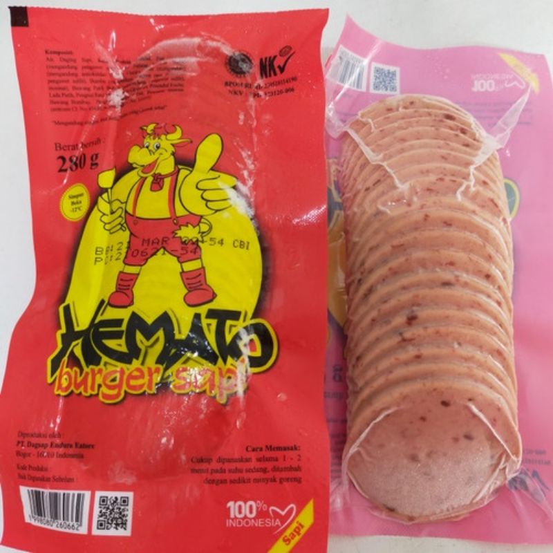 Jual HEMATO Beef Burger Sapi 280gr isi 20 pcs | Shopee Indonesia