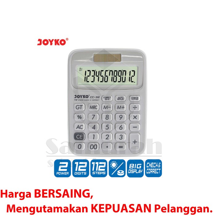 Jual Kalkulator Joyko CC 32 / Mesin Hitung CC-32 / Calculator 12 Digit - Putih | Shopee Indonesia