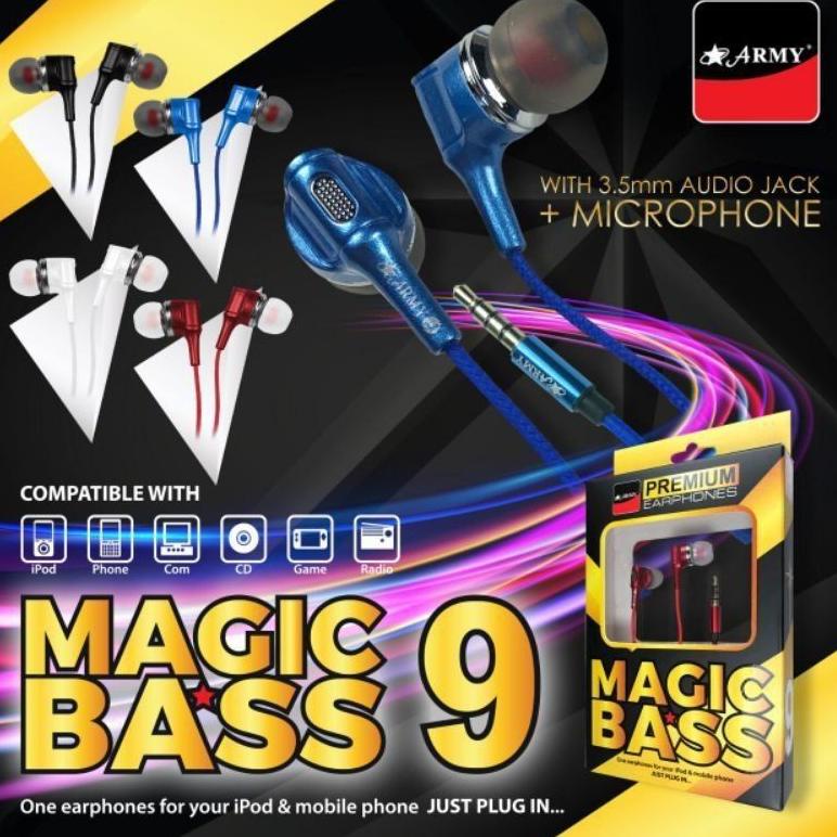 Jual WA.21Jl22ᴼ– HEADSET ARMY MAGIC BASS HANDSFREE EARPHONE ARMY MAGIC ...
