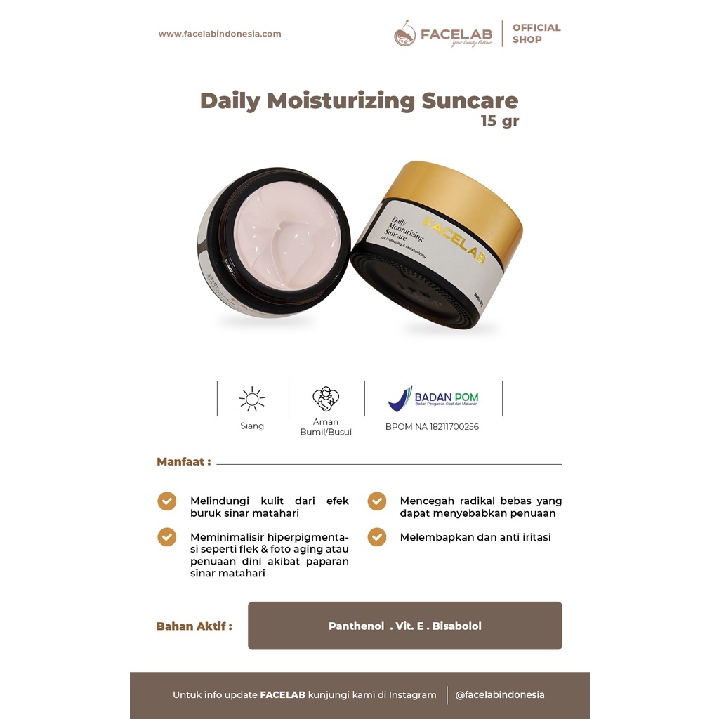 Jual Facelab - Daily Moisturizing Suncare 15 g | Shopee Indonesia