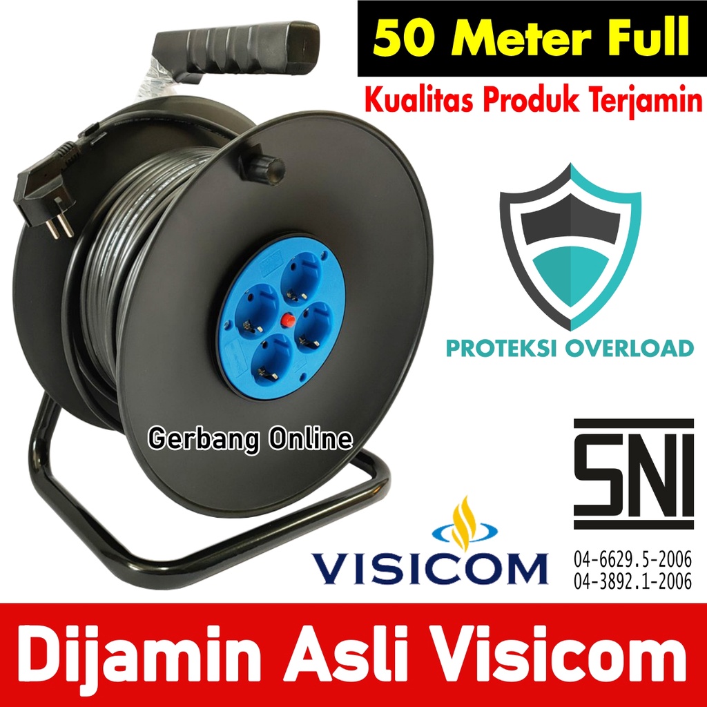 Jual VISICOM Kabel Roll 50 Meter 4 Stop Kontak Gulung 50m 50 m SNI ...