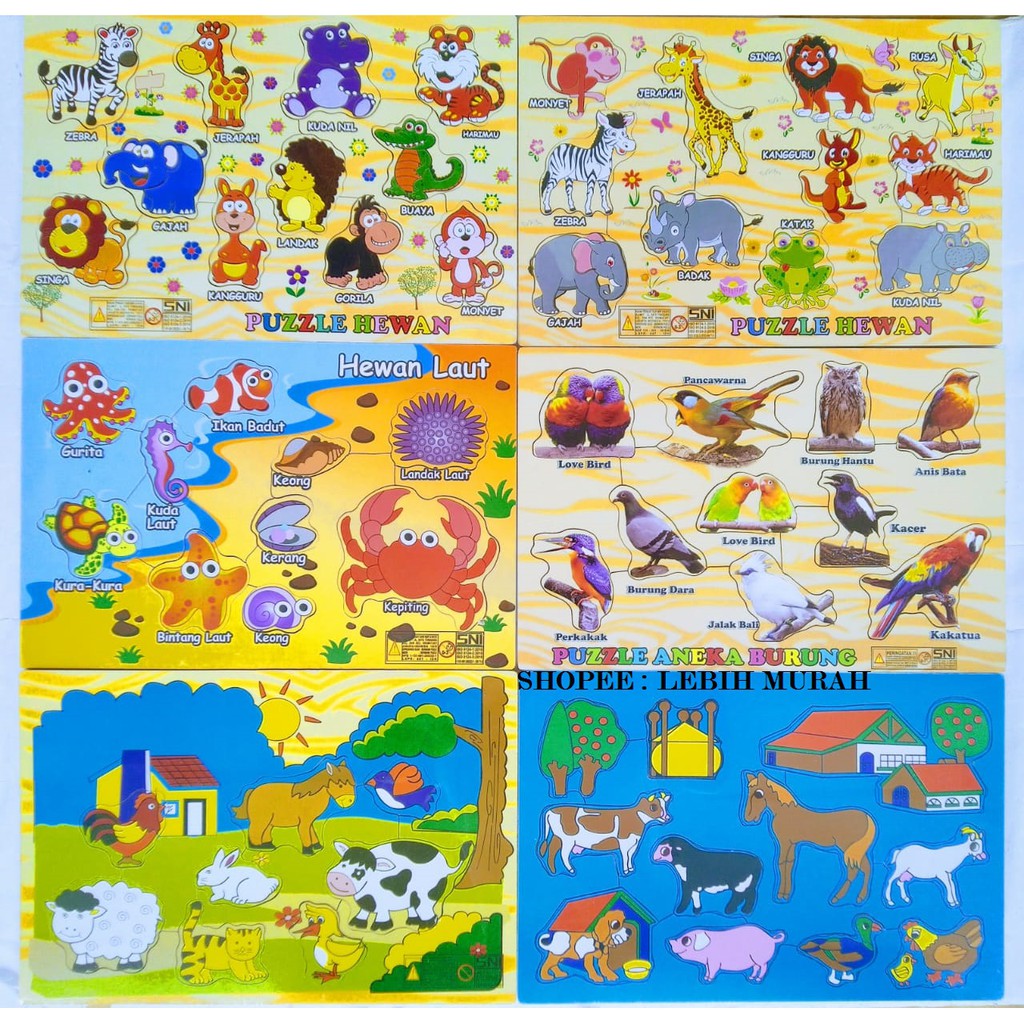 Jual Mainan Edukasi Anak Puzzle Kayu SNI Gambar Hewan Laut Binatang ...