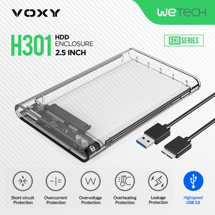 Jual VOXY H301 HDD CASE USB 3.0 CASING HARDISK EXTERNAL 2,5" TRANSPARANT | Shopee Indonesia