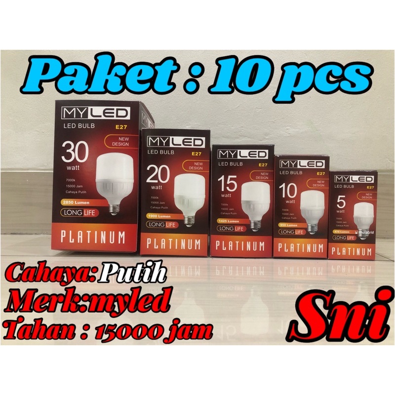Jual BOHLAM LED / LAMPU LED MYLED PLATINUM PAKET 10 PCS | Shopee Indonesia