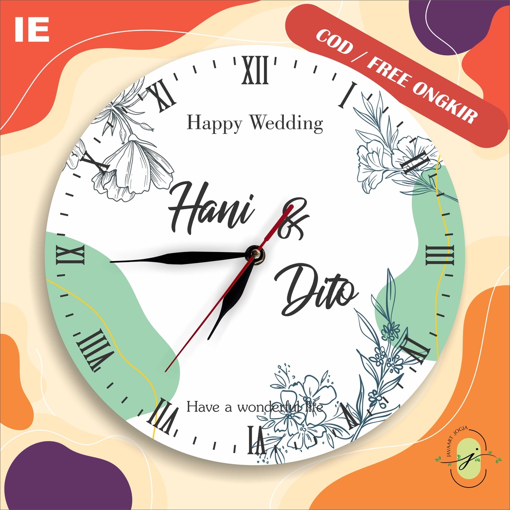Jual Jam Dinding Unik Custom Kayu Kado Pernikahan Murah | Shopee Indonesia