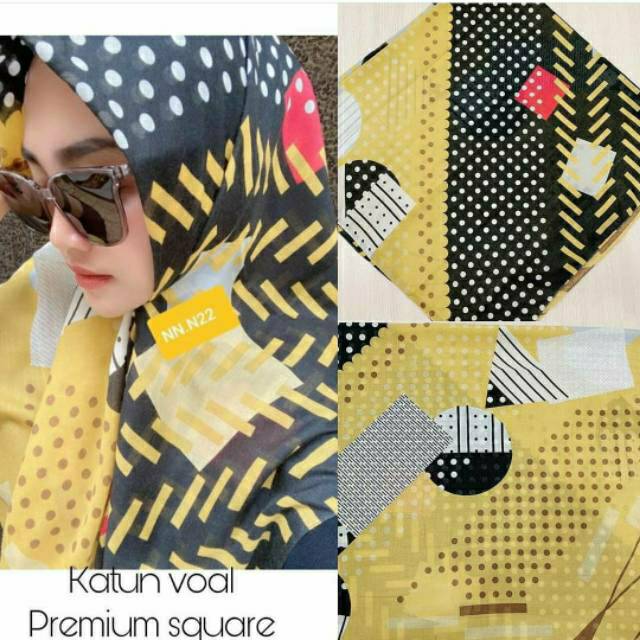 Jual HIJAB SEGI EMPAT VOAL PREMIUM CMI WIW KUNING HITAM KERUDUNG JILBAB ...