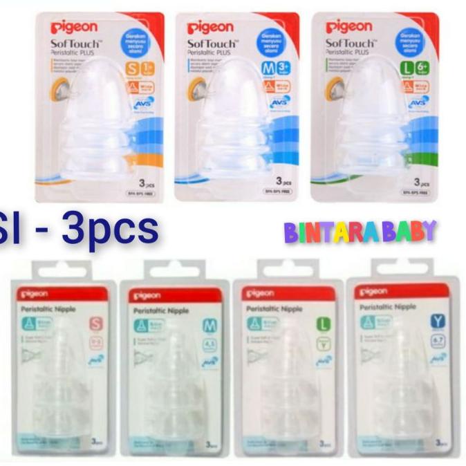 Jual ISI 3 Pigeon Peristaltic Plus Soft Touch Size L 6m+ / Dot Pigeon wide neck slim neck ...