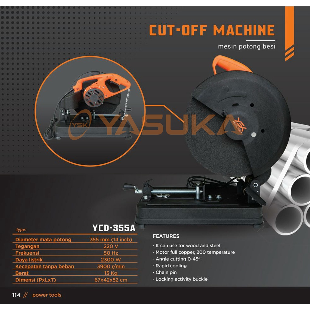 Jual Mesin potong besi / Cut Off Machine 14" (YCD - 355A) YASUKA / COD ...