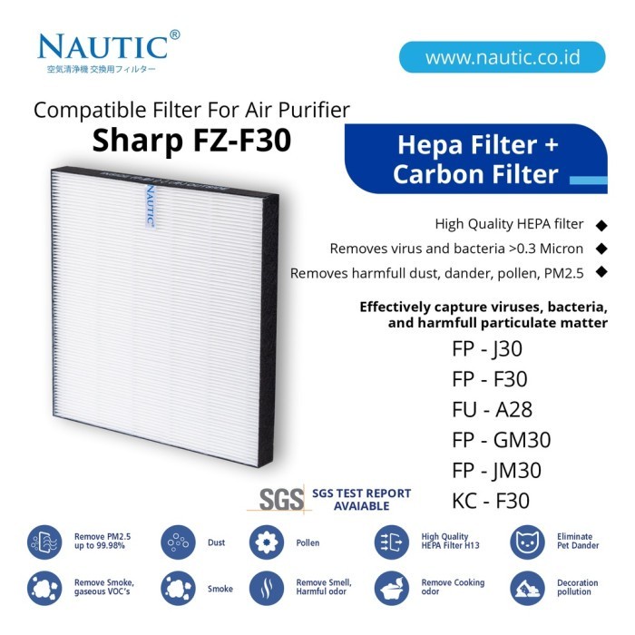Jual Hepa Filter Air purifier Sharp FP-F30Y FP-GM30Y FP-JM30Y FP-J30Y FU-A28 FU-Y28 / Filter ...