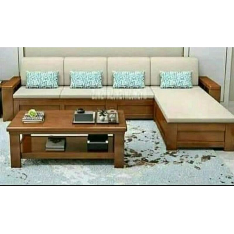 Jual Sofa Letter L Putih Full Set | Shopee Indonesia