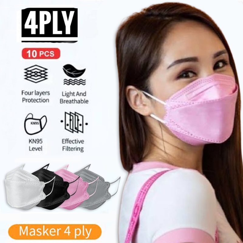 Jual Masker Kf94 4Ply Disposable Earloop Masker Kesehatan Face Mask 10 ...