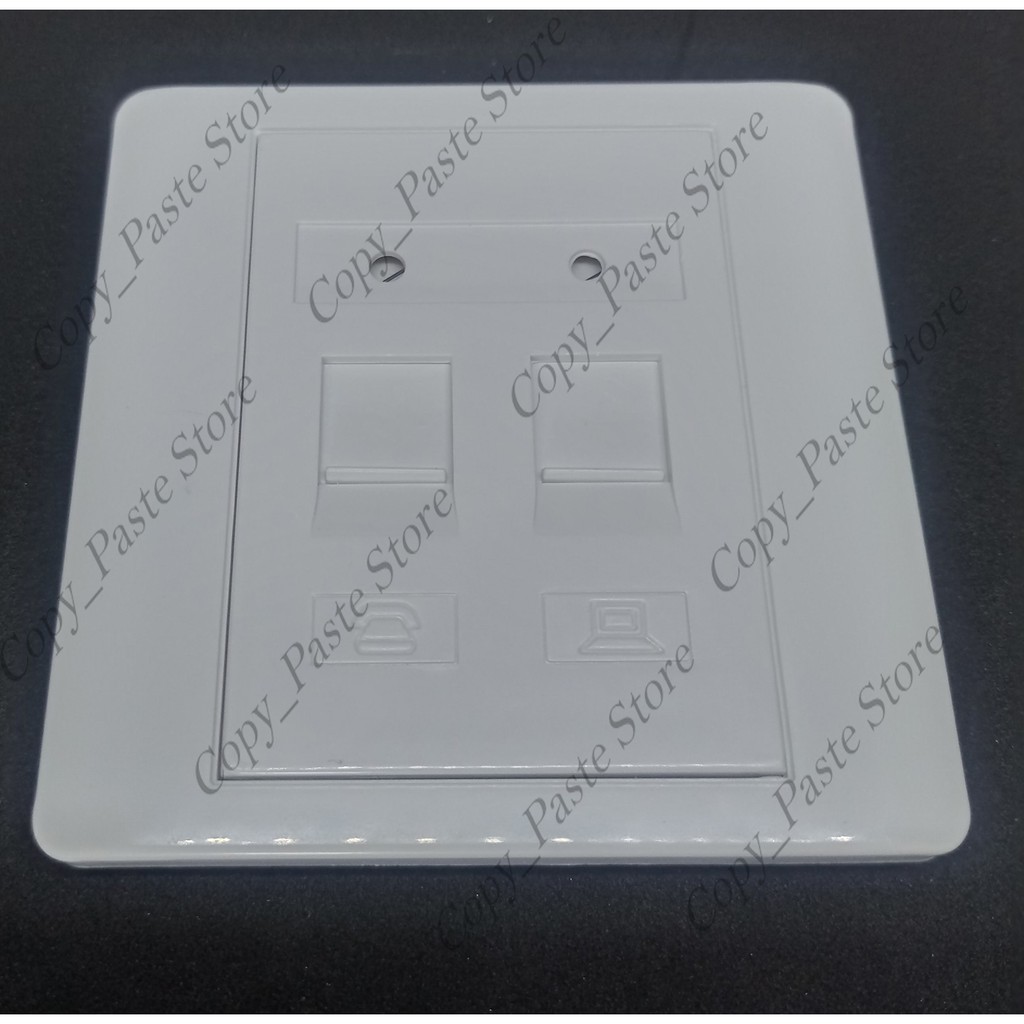 Jual FACEPLATE DUAL PORT + RJ-45 and RJ-11 MODULAR JACK ( LAN & TELP ...