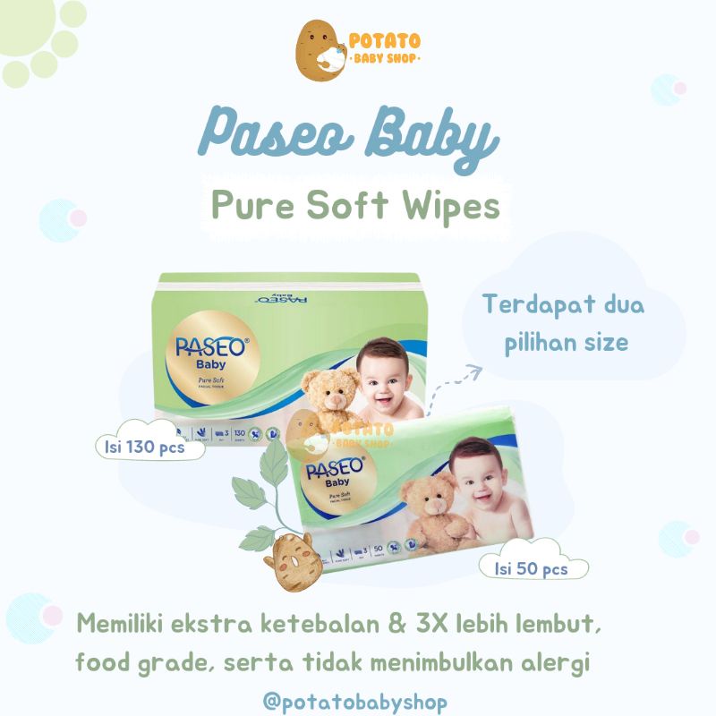 Jual Paseo Baby Tissue Bayi Travel Pack 50 Sheets dan 130 Sheets ...