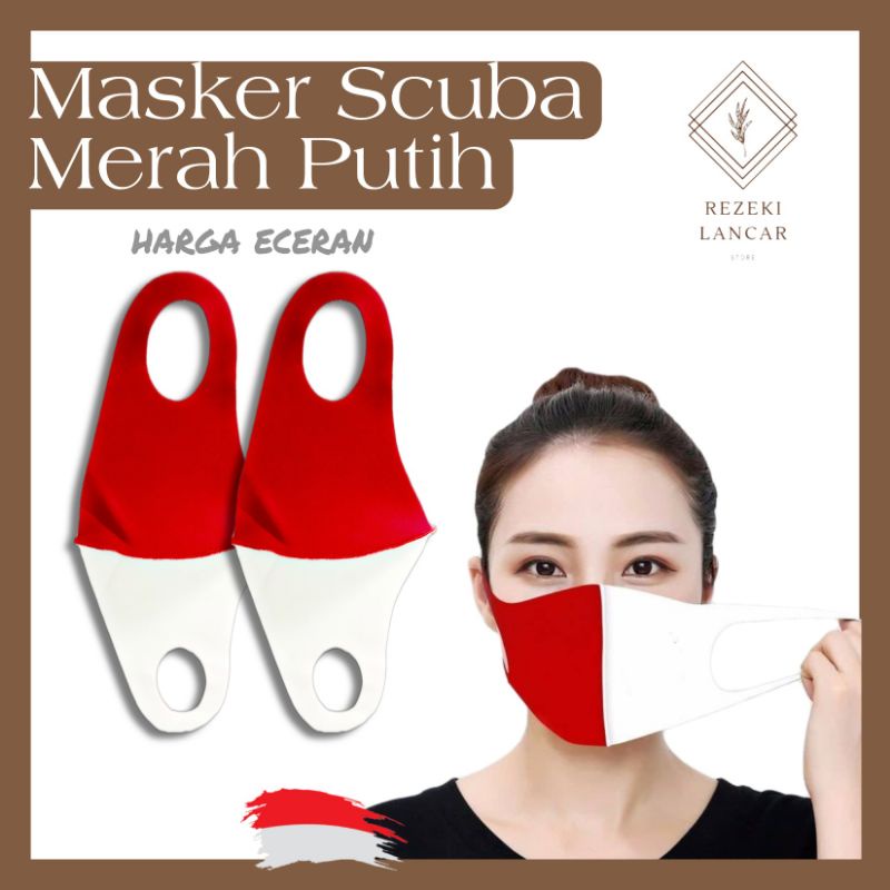 Jual Masker Scuba Merah Putih Bendera Indonesia Polos Edisi 17 Agustus ...