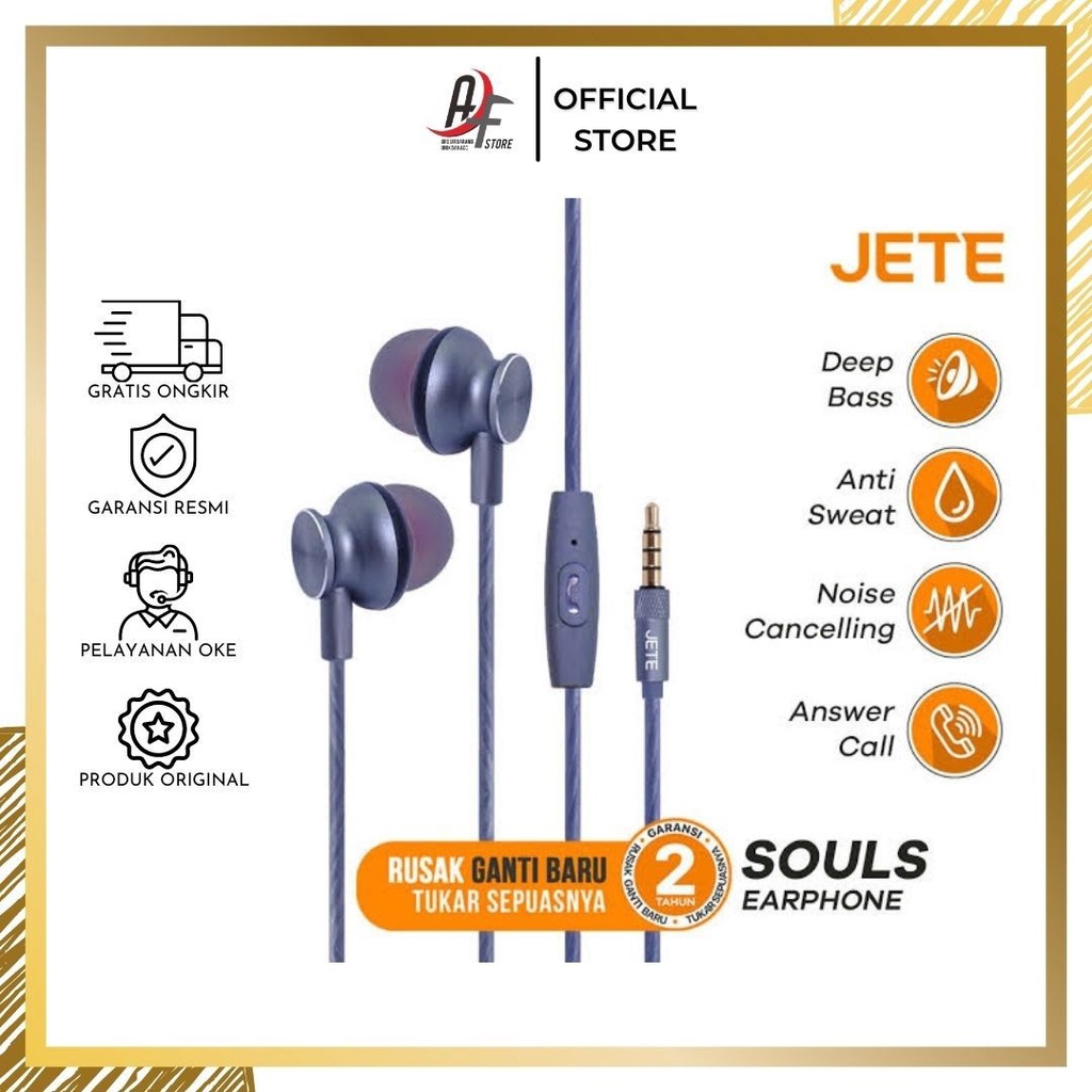 Jual Headset Handsfree HF Souls Super bass Stereo JETE | Shopee Indonesia