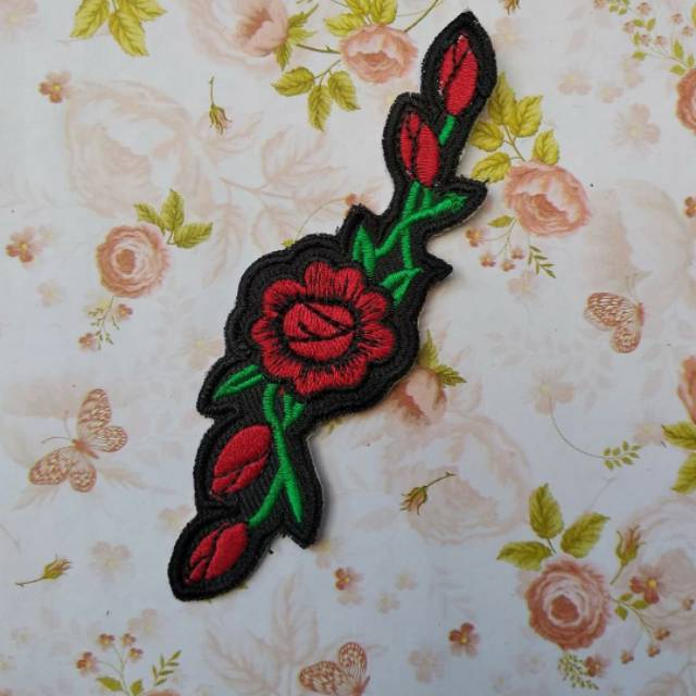 Jual Patch emblem bordir bunga panjang | Shopee Indonesia